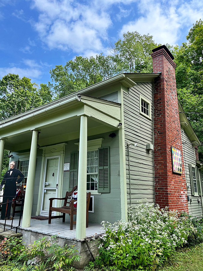 This charming historic cottage with its inviting front porch whispers stories of simpler times, when presidents lived in houses that wouldn't qualify as a modern celebrity's pool house.