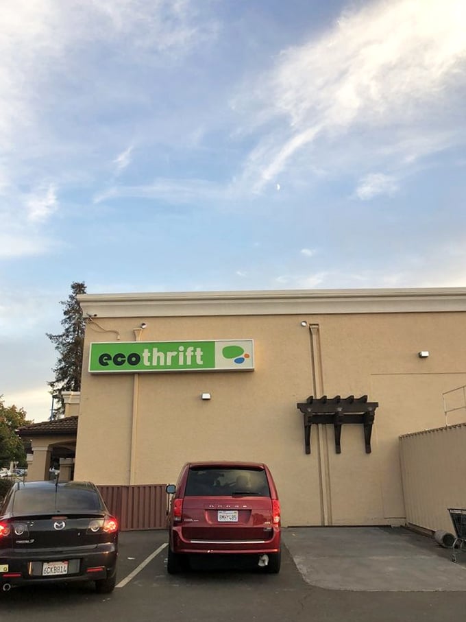 The unassuming exterior hides a treasure trove that's bigger than most people's wildest thrift dreams. 