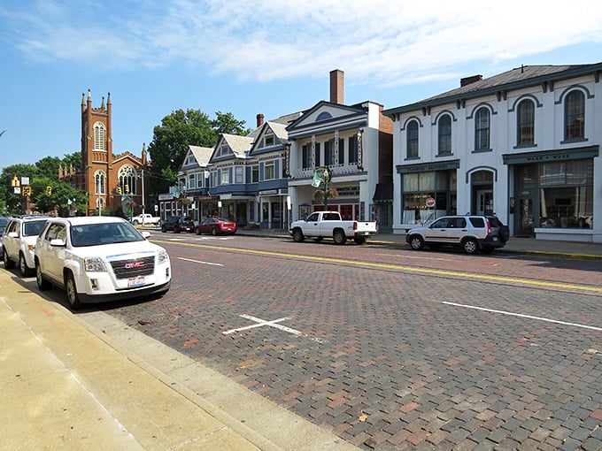 Victorian charm meets small-town practicality along Putnam Street, where buildings have stood longer than most Hollywood marriages.