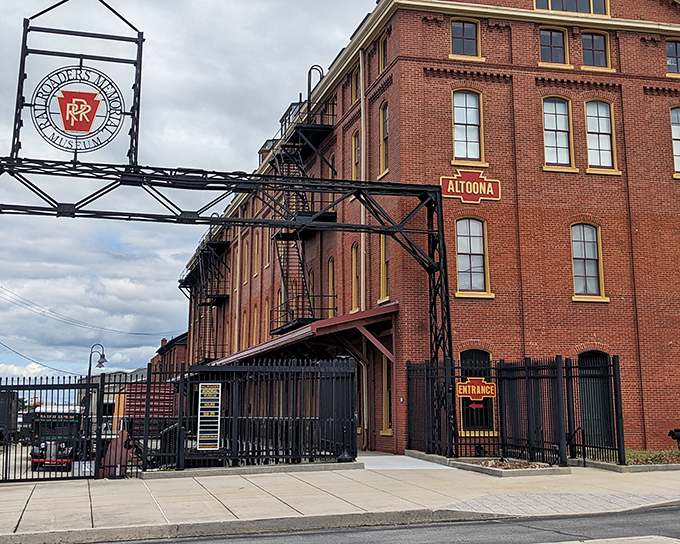 The Railroaders Memorial Museum stands as a brick-and-mortar love letter to Altoona's railroad heritage, complete with the iconic PRR logo that shaped this town's identity.
