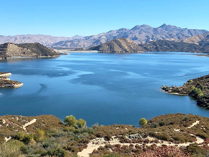 Silverwood Lake's sapphire waters create a stunning contrast against the rugged mountains&mdash;nature's version of a perfect Instagram filter.