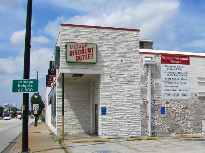 That iconic red sign beckons bargain hunters like a lighthouse for the thrifty. Chicago Heights' answer to Rodeo Drive, minus the sticker shock and attitude.
