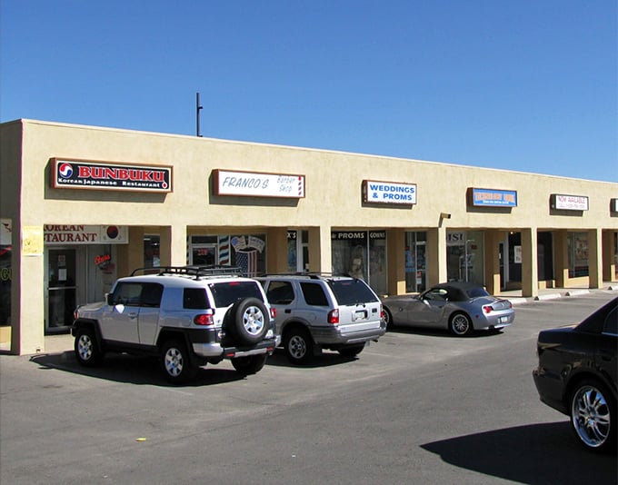 Local strip malls here prove that practical shopping doesn't have to sacrifice small-town charm. 