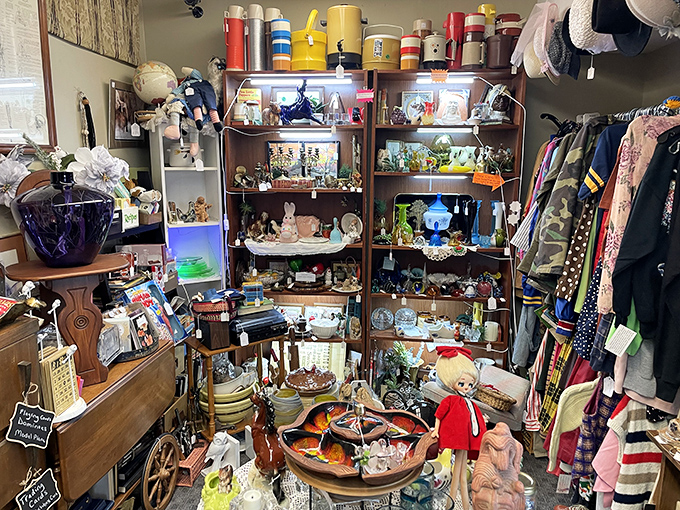 Not so much organized chaos as beautifully curated clutter&mdash;each shelf holds dozens of potential conversations, memories, and "my grandmother had that!" moments.