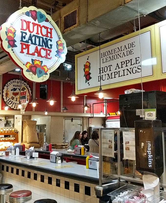 The iconic Dutch Eating Place sign promises two treasures worth traveling for: homemade lemonade and hot apple dumplings. Some promises are meant to be kept.