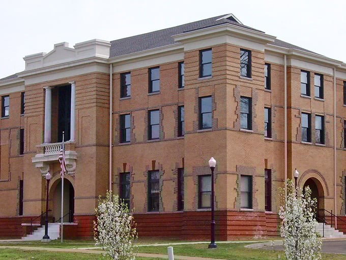 This isn't just any courthouse&mdash;it's the architectural crown jewel of Water Valley, standing proud with its brick fa&ccedil;ade and stately presence.