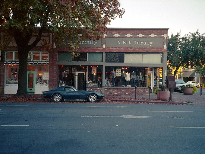A Bit Unruly boutique epitomizes downtown Chico's relaxed vibe, where vintage storefronts and classic cars create postcard-worthy streetscapes.