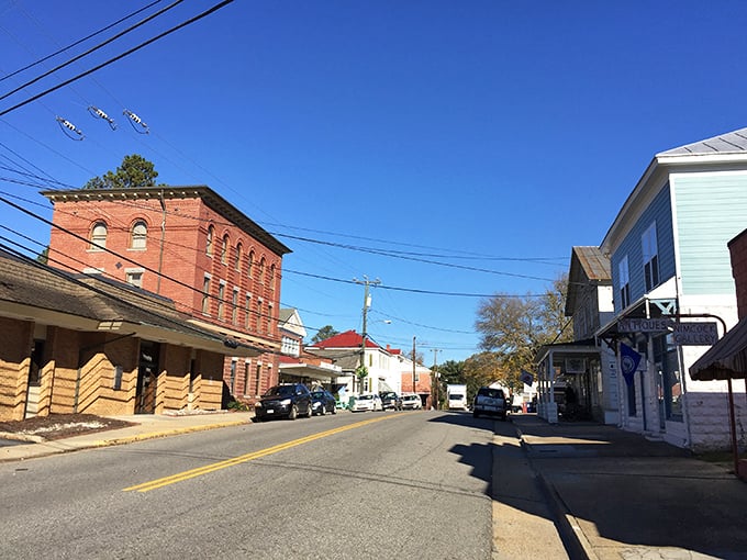 Main Street magic where brick buildings from another era stand shoulder to shoulder, creating a timeline you can stroll through without needing a DeLorean.