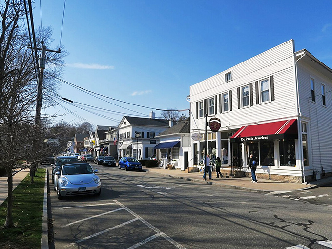 Downtown Essex on a perfect spring day, where the only traffic jam might be two locals stopping to chat about last night's town meeting.