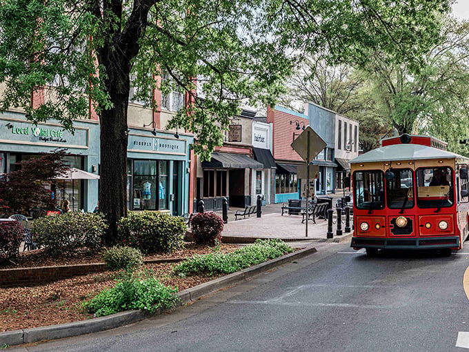 The charming red trolley isn't just for tourists&mdash;it's Milledgeville's nod to its historical significance, rolling through streets where modern shops inhabit centuries-old buildings.