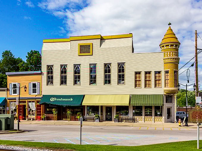 Midway's historic buildings with their distinctive yellow brick and ornate turret stand as living witnesses to nearly two centuries of Kentucky history.
