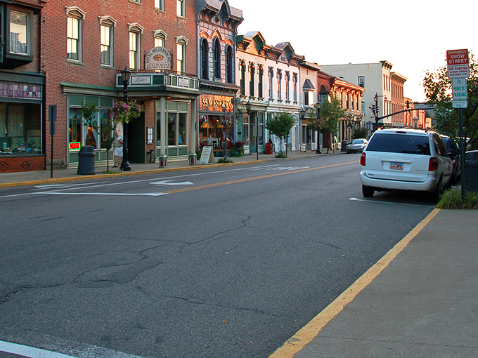Golden hour transforms Jackson Street into a Norman Rockwell painting come to life. No Instagram filter required for this authentic slice of Americana.