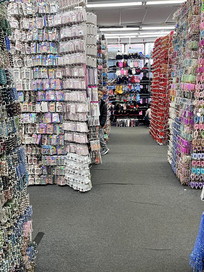 Walls of accessories stretch as far as the eye can see, creating what can only be described as a bargain hunter's fever dream.