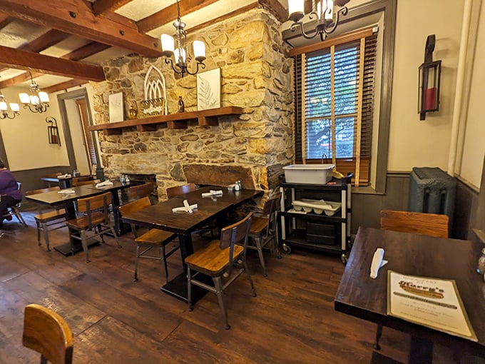 Where rustic meets comfort &ndash; exposed stone walls and wooden beams create the perfect backdrop for memorable meals.
