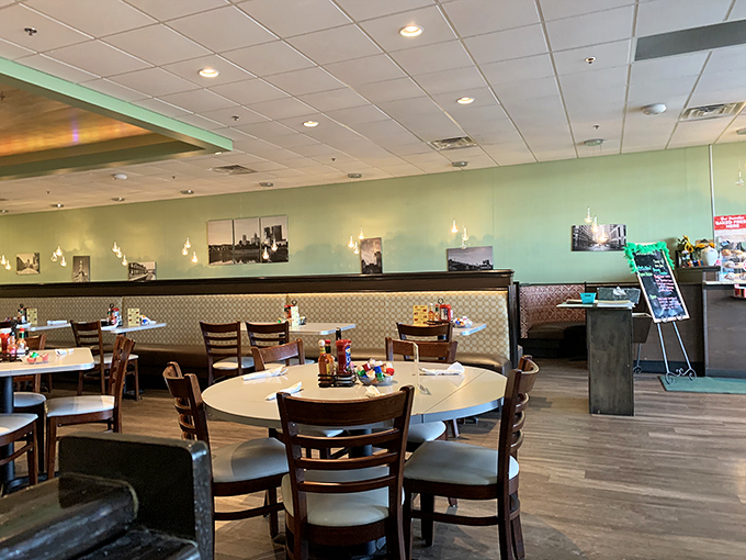 Simple, clean, and inviting&mdash;the dining room says "we focus on the food, not the frills." Those mint-green walls have witnessed countless breakfast epiphanies.