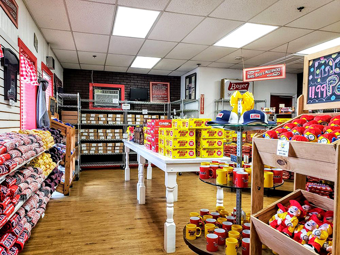 Step into a time machine disguised as a candy store. Those wooden tables have witnessed generations of wide-eyed candy lovers.