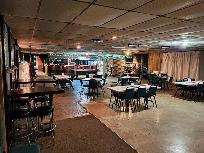 The dining room strikes that perfect balance between "come as you are" and "stay awhile." Simple tables, warm lighting, and the promise of great food.