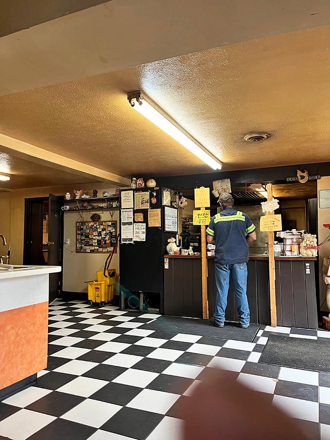 Inside, the classic black-and-white checkered floor and no-frills counter say everything you need to know&mdash;this place prioritizes substance over style.