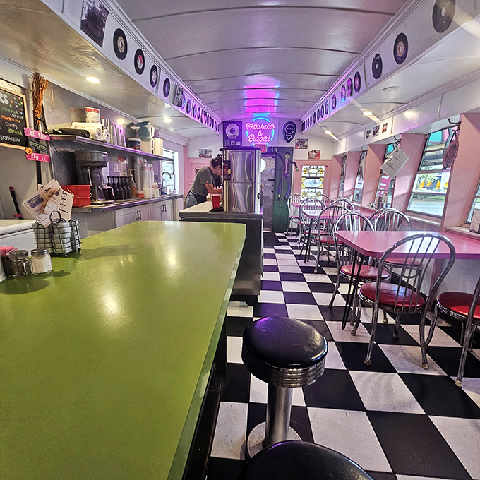 Step inside and the checkerboard floor announces you've entered the diner dimension, where vinyl records line the walls and calories don't count.