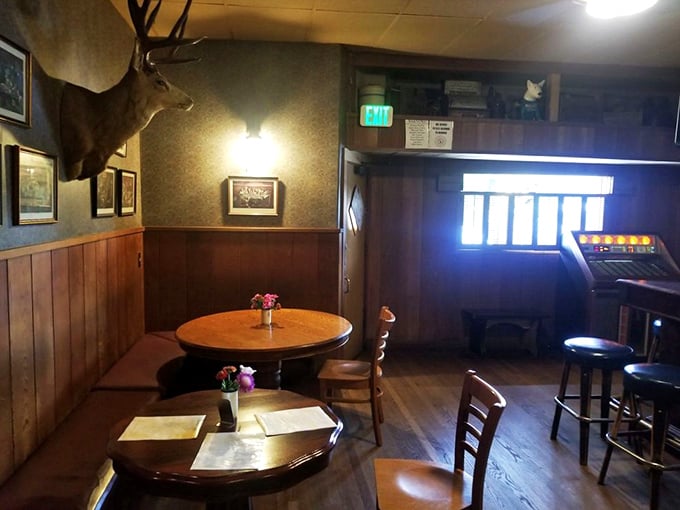 Step inside and you're transported to a cozy tavern where mounted deer heads oversee serious soup conversations.