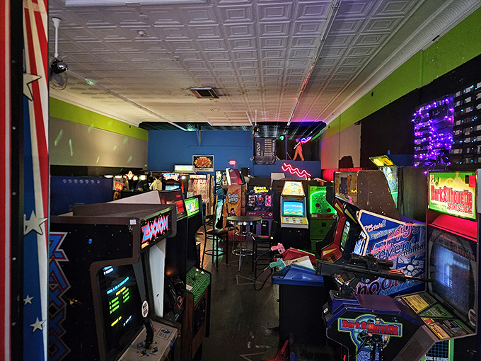 Neon dreams and digital screams&mdash;this corridor of cabinets holds more childhood memories than your parents' attic, with twice the blinking lights.