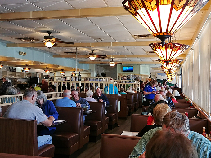 Classic diner comfort meets authentic European flair in this cozy dining room where regulars know something special.