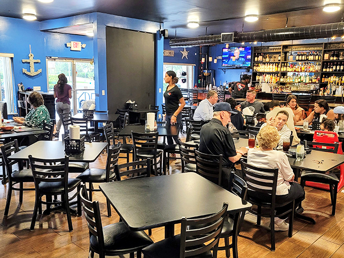 Inside, nautical blue walls and a lively atmosphere set the stage for seafood drama. The real stars? Those platters heading to eager tables.