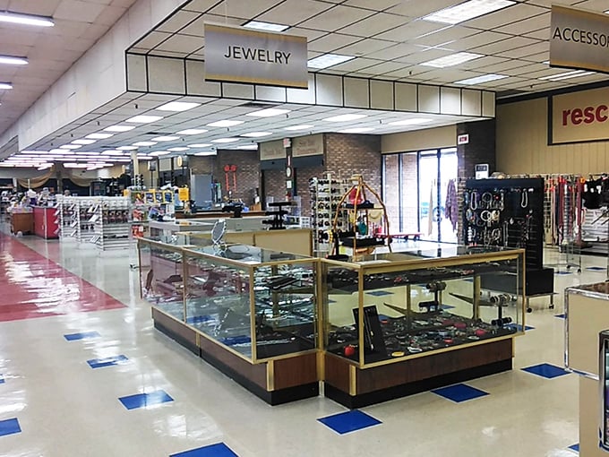 The jewelry counter gleams with possibility &ndash; one person's forgotten accessory becomes another's conversation piece. Treasure hunting at its finest.