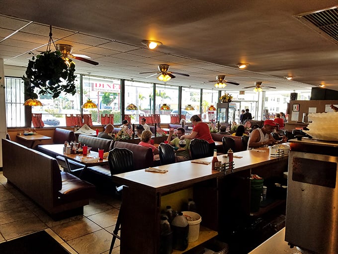 Inside Jimmy's, time stands still in the best possible way&mdash;ceiling fans lazily spinning above booths filled with locals who know where real Miami flavor lives.