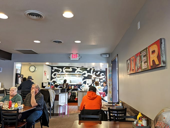 Where breakfast dreams come true. The vintage "DINER" sign isn't just decoration&mdash;it's a promise of good things to come.