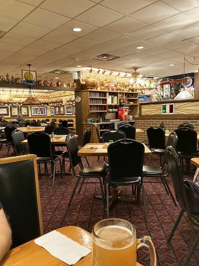 Step inside and you're transported to the golden age of Italian-American dining, where red-checkered patterns and copper kettles aren't kitsch&mdash;they're home.