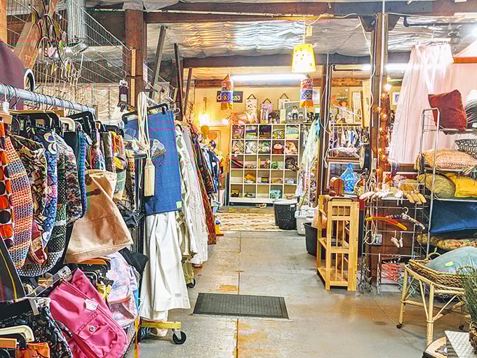 Step inside and the adventure begins&mdash;racks of clothing create colorful pathways leading deeper into this labyrinth of secondhand delights.