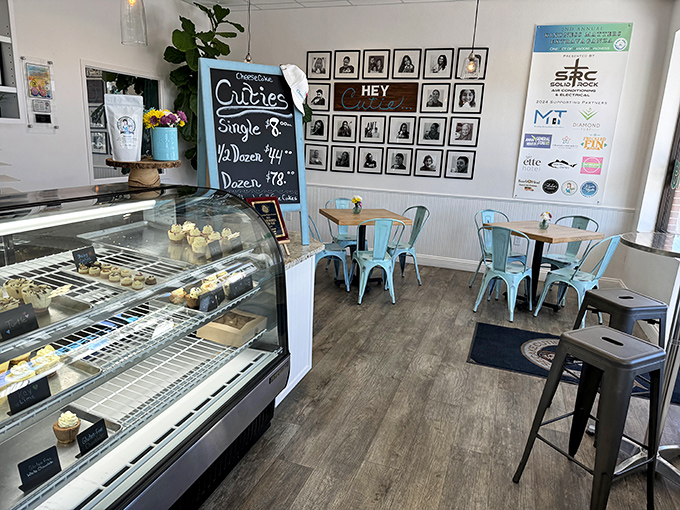 Inside, turquoise chairs and wood floors create that perfect "Florida casual" vibe where you can linger over coffee and contemplate your next cheesecake move.
