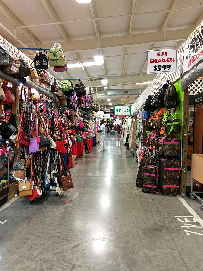Handbag heaven stretches as far as the eye can see. This aisle alone could keep accessory enthusiasts occupied for hours.