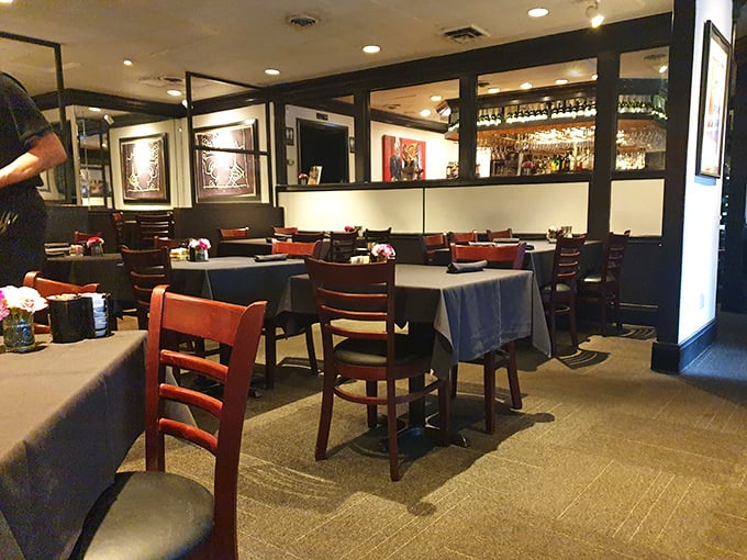 Inside, navy tablecloths and warm wood create that perfect sweet spot between "special occasion" and "Tuesday night treat" that every great restaurant aspires to achieve.