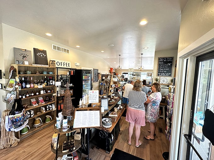 Retail therapy meets sugar therapy. Browse local goods while contemplating which of the forty-seven dessert options will be joining you for the ride home.