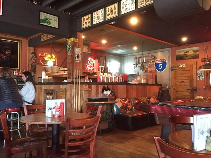 Where road signs meet comfort food. The interior feels like your favorite uncle's Texas basement&mdash;if that basement served award-winning chili and cold drinks.