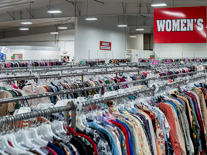 An ocean of clothing stretches to the horizon. This isn't just a women's section&mdash;it's a textile universe with its own gravitational pull.