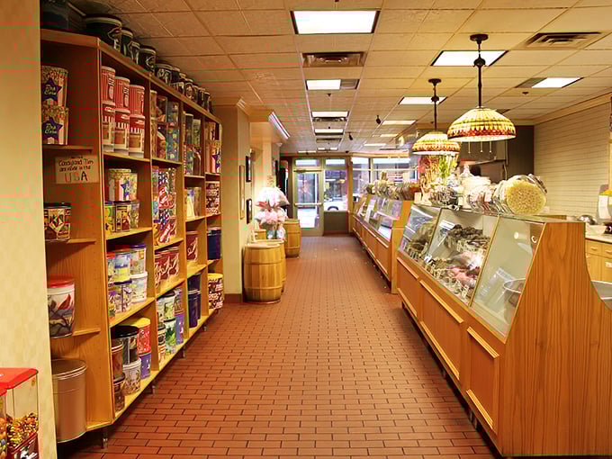 Step inside and the real magic begins &ndash; wooden shelves and glass cases creating a candy museum where willpower goes to die.