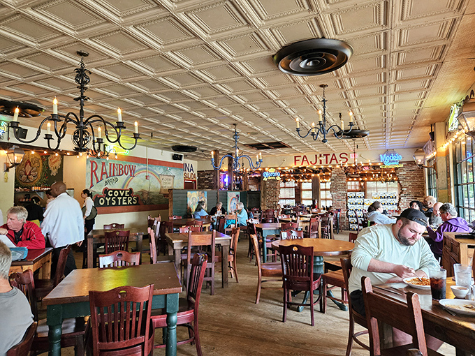 Step inside and suddenly you're somewhere between New Orleans and Tijuana. Those tin ceiling tiles have witnessed more margarita-induced confessions than a priest on Cinco de Mayo.