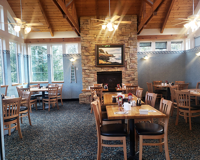 Vaulted ceilings, stone fireplace, and coastal light flooding in&mdash;this isn't just a restaurant, it's the Pacific Northwest's breakfast cathedral.
