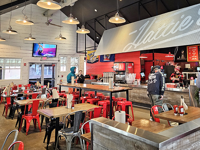 Step inside and feast your eyes on the chicken shrine's interior&mdash;where red metal chairs and industrial chic meet Southern hospitality. Comfort food deserves comfortable digs.