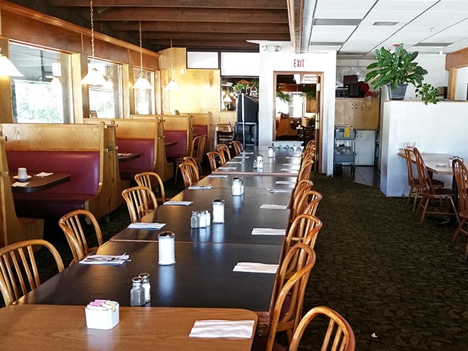 The dining room's wooden charm creates that perfect "everybody knows your name" vibe, where breakfast dreams become delicious reality.