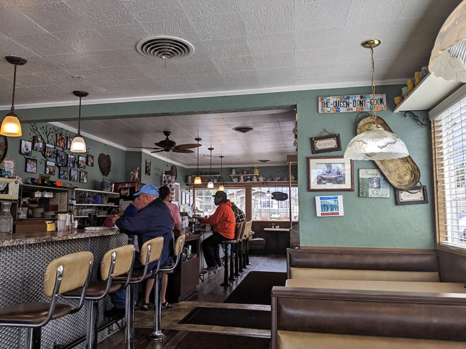 Counter culture at its finest! The mint green walls and vintage stools create the perfect stage where breakfast theater unfolds daily for lucky diners.