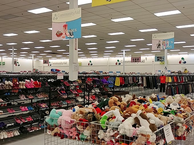 A thrifter's paradise stretches as far as the eye can see, with organization that would make Marie Kondo weep tears of joy.