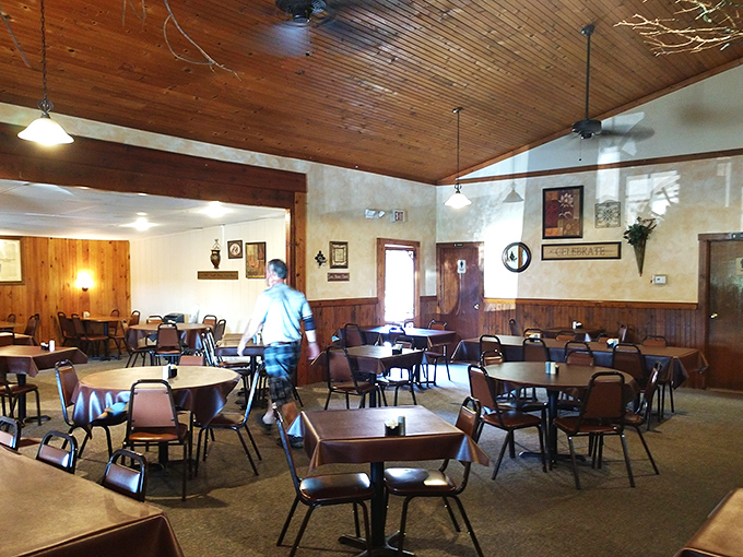 Knotty pine walls and wooden ceiling beams create the perfect backdrop for memorable meals. This isn't dining&mdash;it's time travel to when conversations mattered more than cell service.