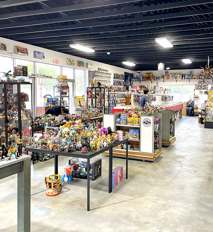 Paradise found for collectors and the perpetually young-at-heart. Tables brimming with colorful toys create an organized chaos that begs for exploration.