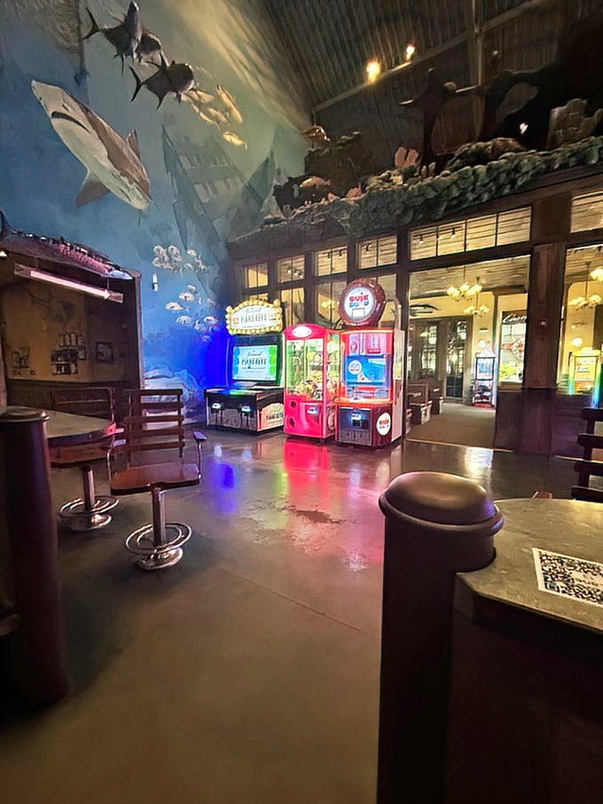 Where arcade games meet the deep blue sea. Those sharks overhead aren't judging your high score&mdash;they're just jealous of your gaming skills.