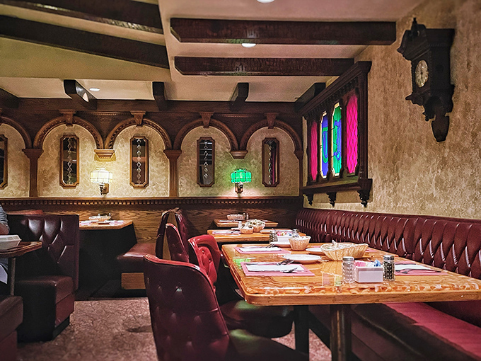 Red leather booths and stained glass windows transport you to an era when dining out was an event, not just a meal between Netflix episodes.