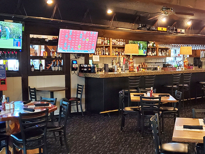 Inside, the bar area strikes that perfect balance between "neighborhood watering hole" and "serious steak destination" &ndash; where sports on TV never outshine the main attraction.
